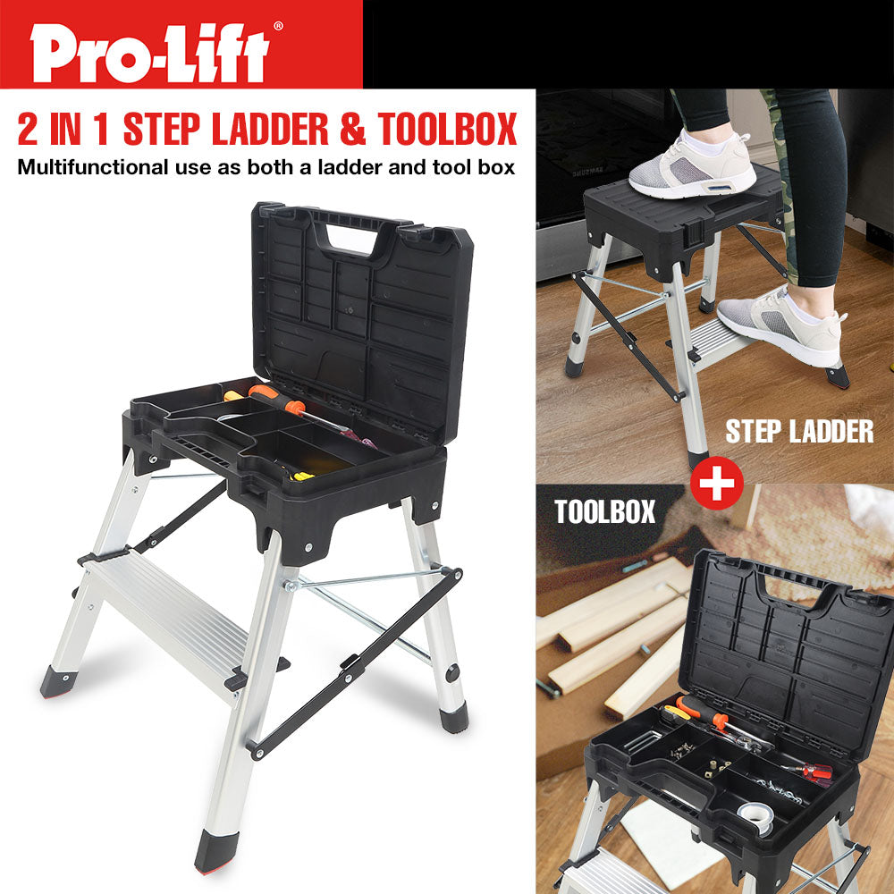 Pro-Lift Two Step Ladder with Storage– MVP Super Store