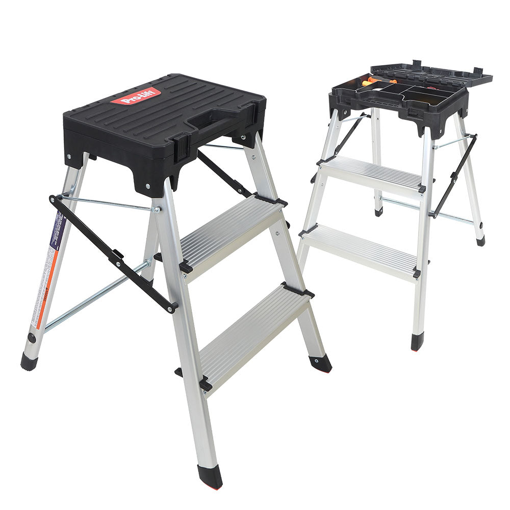 Pro-Lift Three Step Ladder with Storage– MVP Super Store
